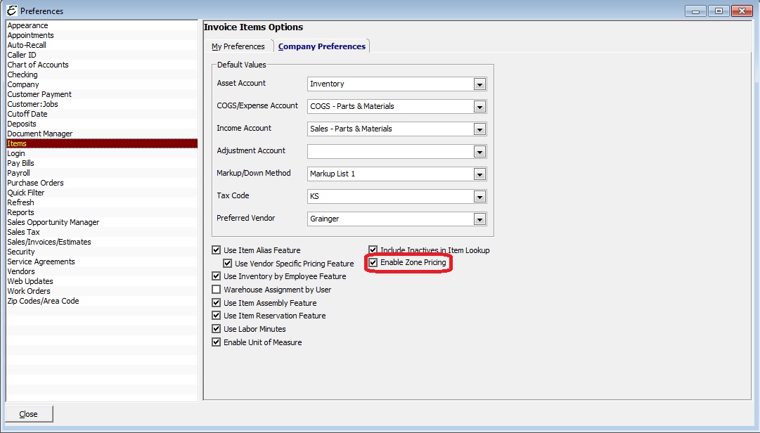 Preference – Zone Pricing – Aptora Support
