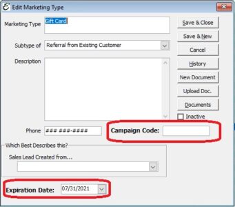Expiration Dates and Codes for Marketing Types - Aptora Support